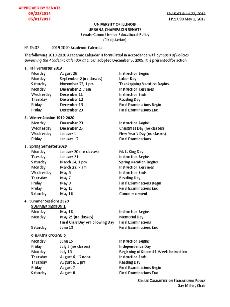 UIUC 2019-2020 Academic Calendar | PDF | Academic Term | Festival