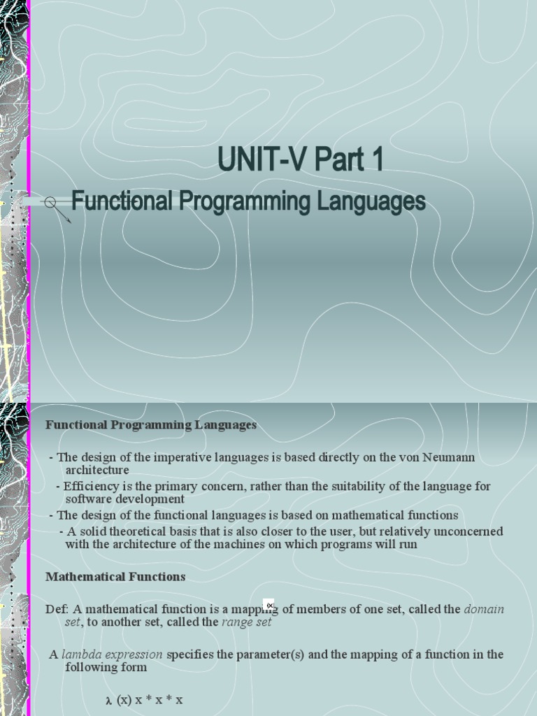 UNIT-V Part 1: Functional Programming Languages | PDF | Functional Programming | Function ...