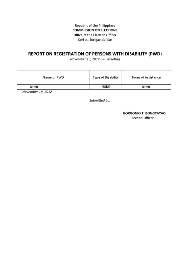 Cortes PWD Report | PDF
