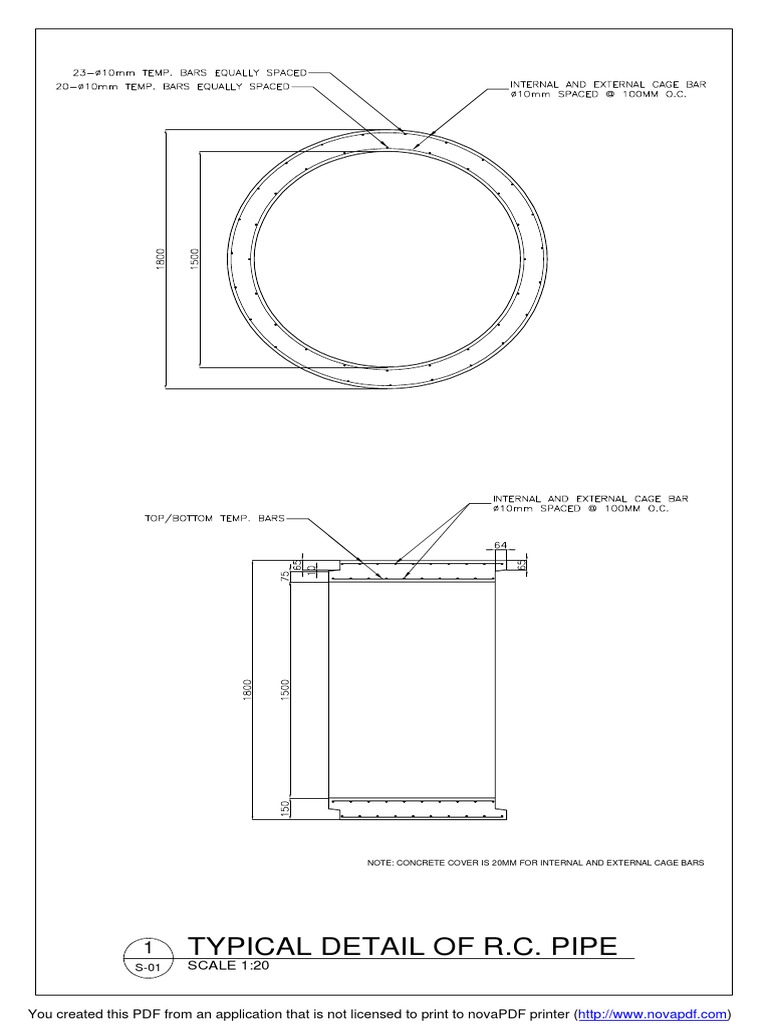 R.C. Pipe Typical Detail and Sizes | PDF