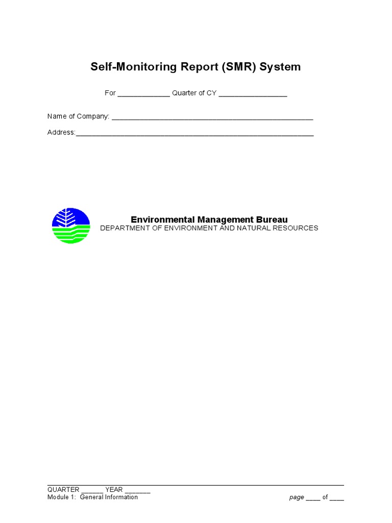 SMR Form - Self-Monitoring Report | PDF | Wastewater | Waste Management