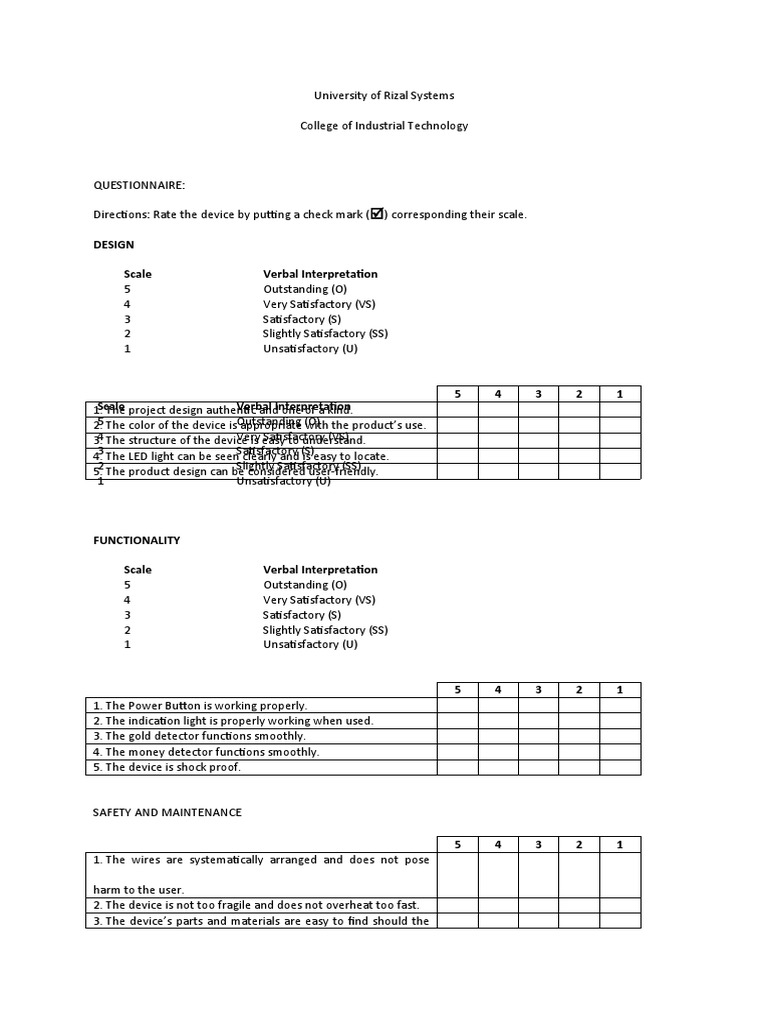Thesis Questionnaire | PDF