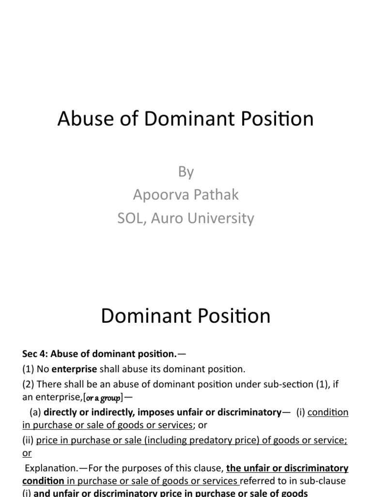 Abuse of Dominant Position | PDF | Competition | Monopoly