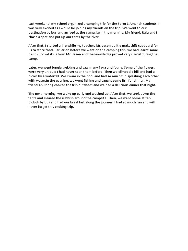 PT3 Essay Camping | PDF