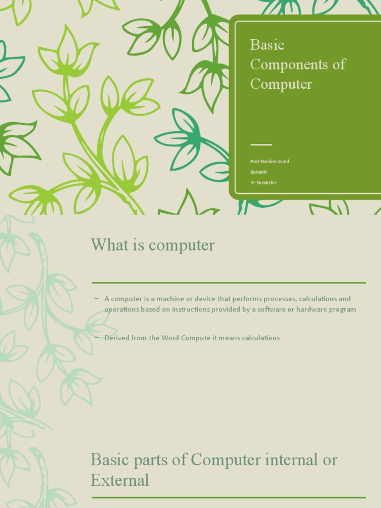 Basic Componant of Computer Lecture 1 | PDF | Computers
