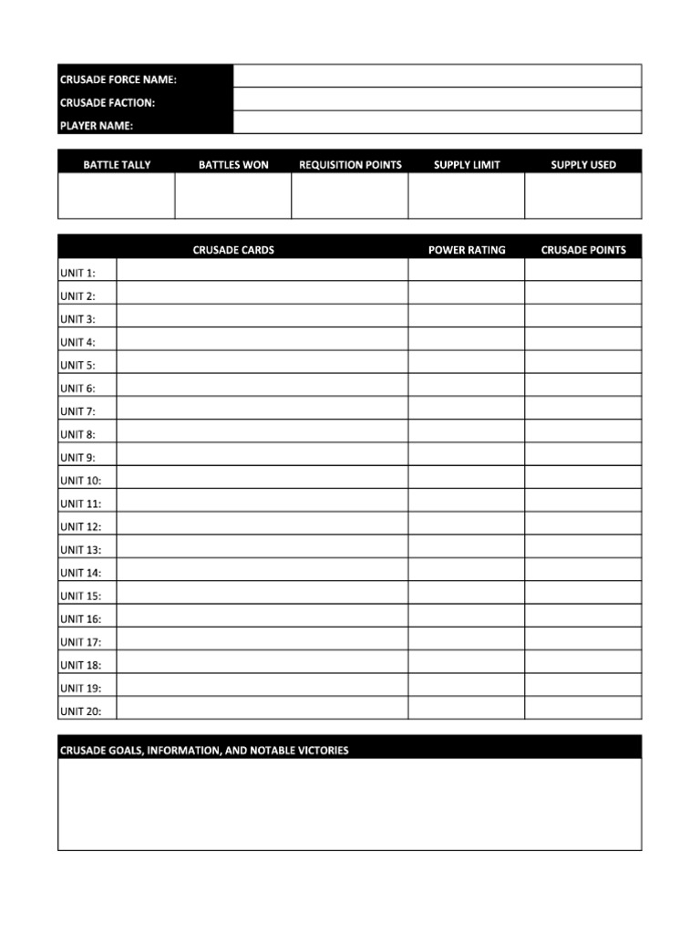 Crusade Sheet PDF | PDF
