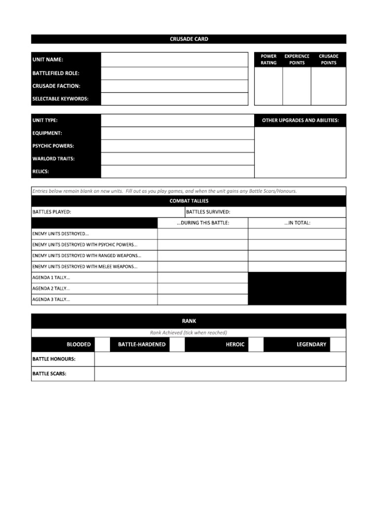 Crusade Card | PDF