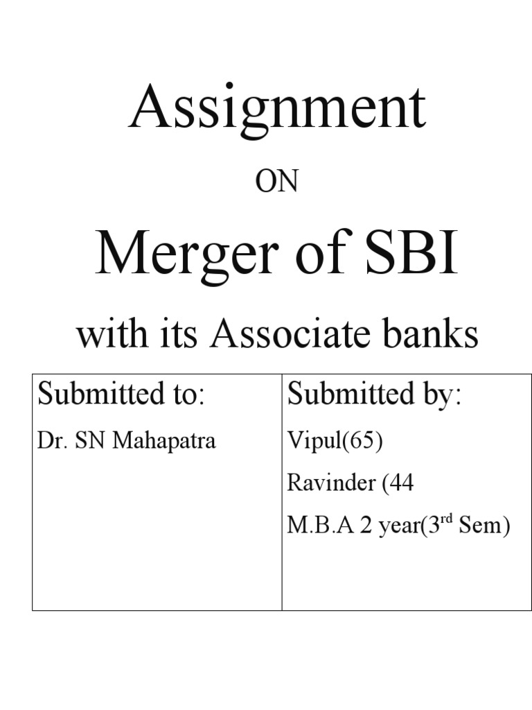 Merger of SBI and Their Associate Banks | PDF | Mergers And ...