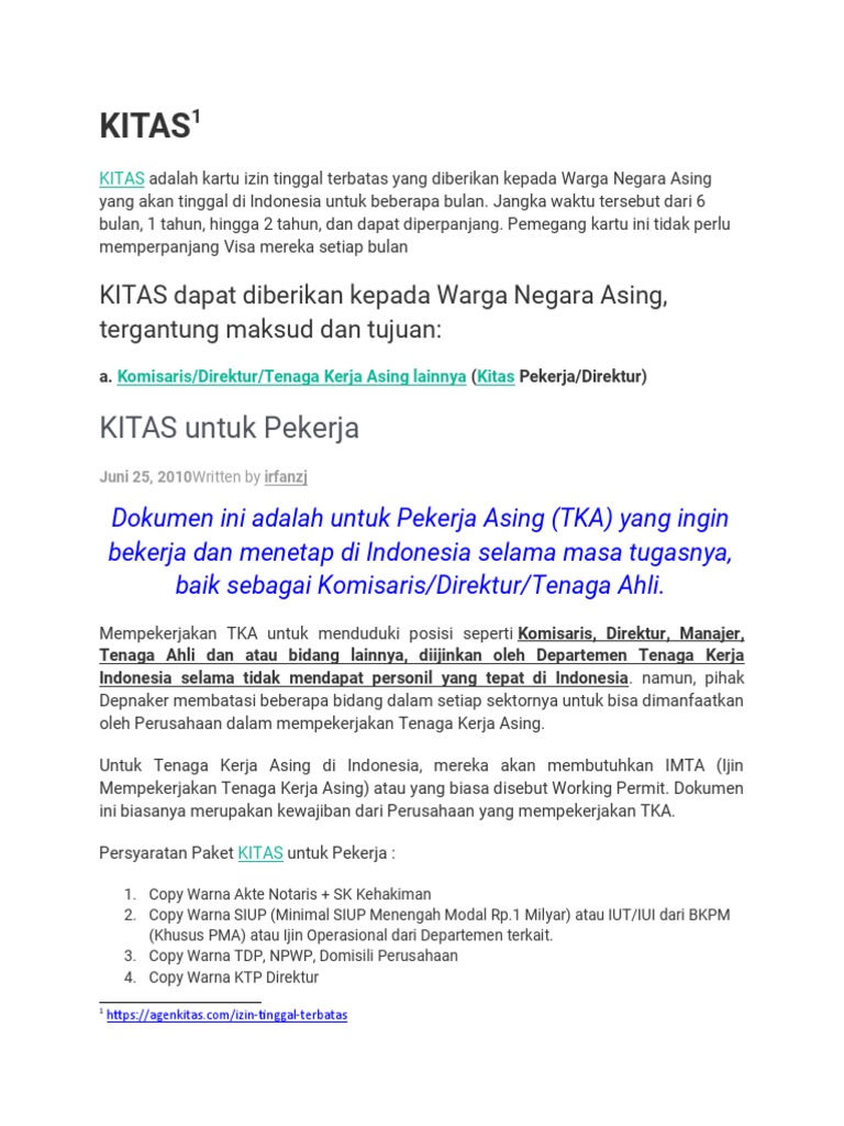 Macam Macam Kitas | PDF