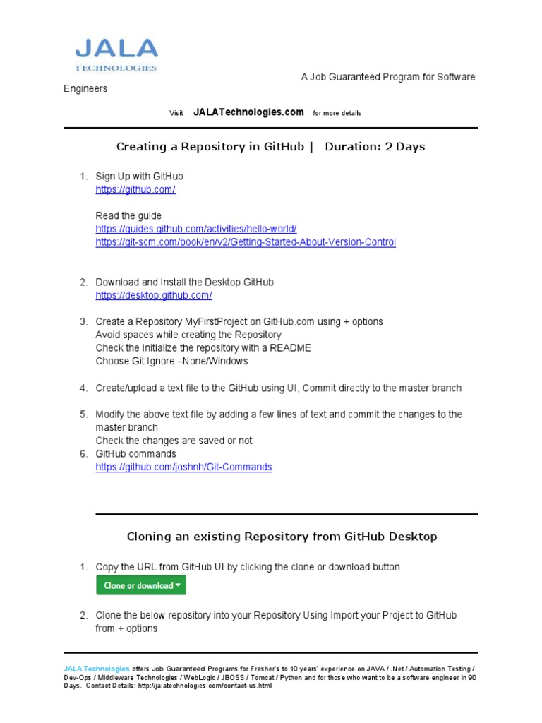 Creating A Repository in Github - Duration: 2 Days: Jala Technologies ...