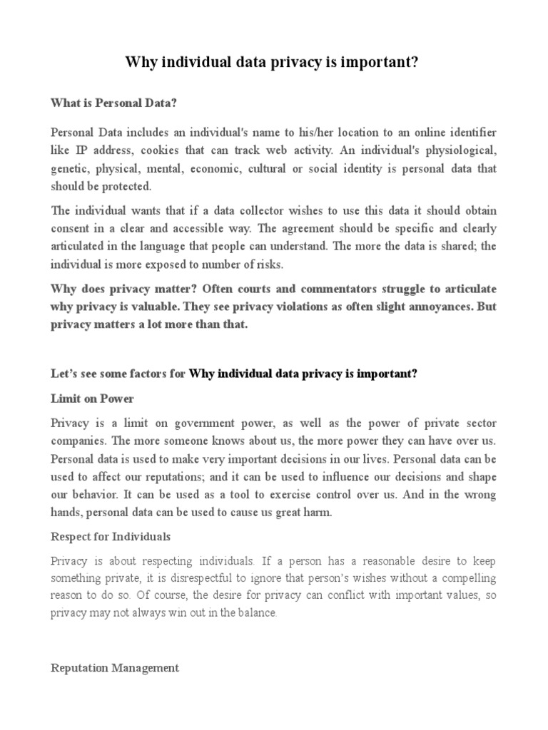 Why Individual Data Privacy Is Important | PDF | Privacy | Information ...