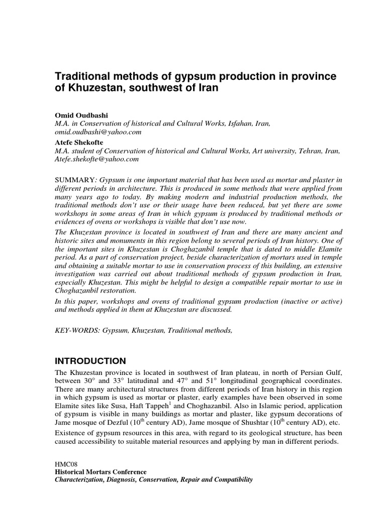 Traditional Methods of Gypsum Production PDF | Download Free PDF | Iran ...
