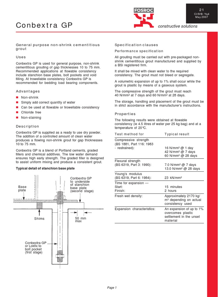 Conbextra GP - MANUAL PDF | PDF | Materials | Building Engineering