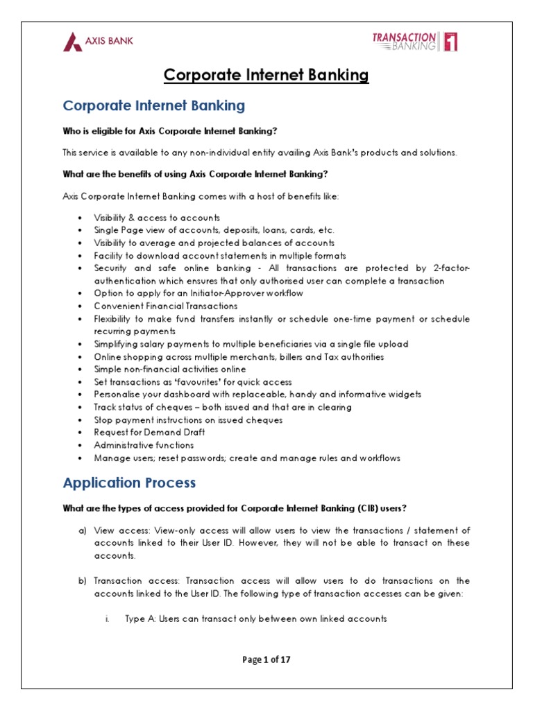 Corporate Internet Banking Faqs | PDF | Online Banking | Banks & Banking