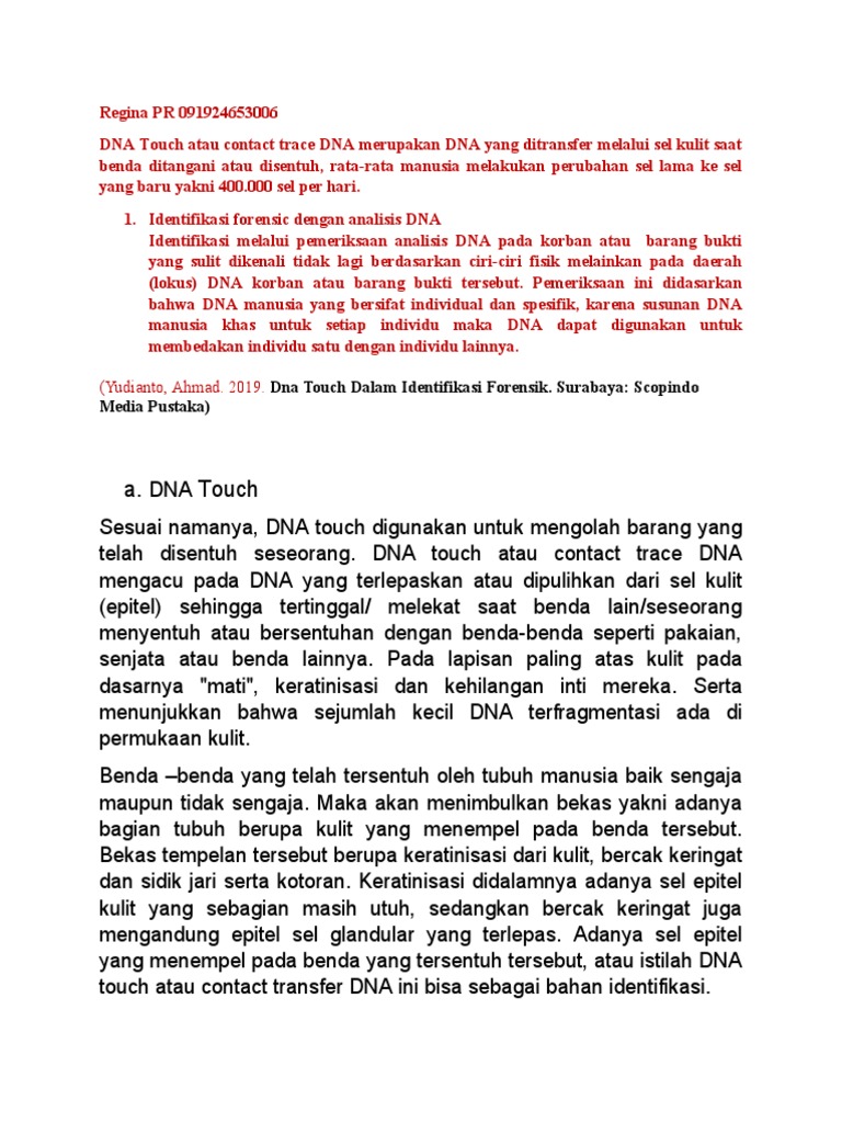 Identifikasi Forensik DNA Touch | PDF