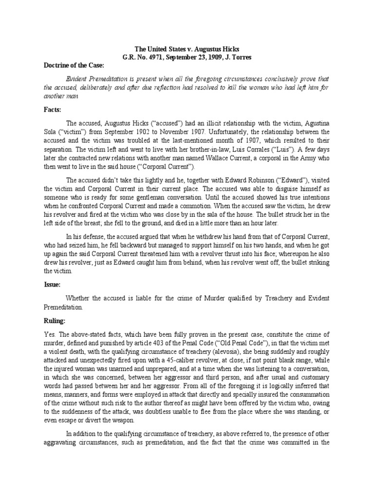 The United States V Hicks - JBH | PDF | Murder | Criminal Justice