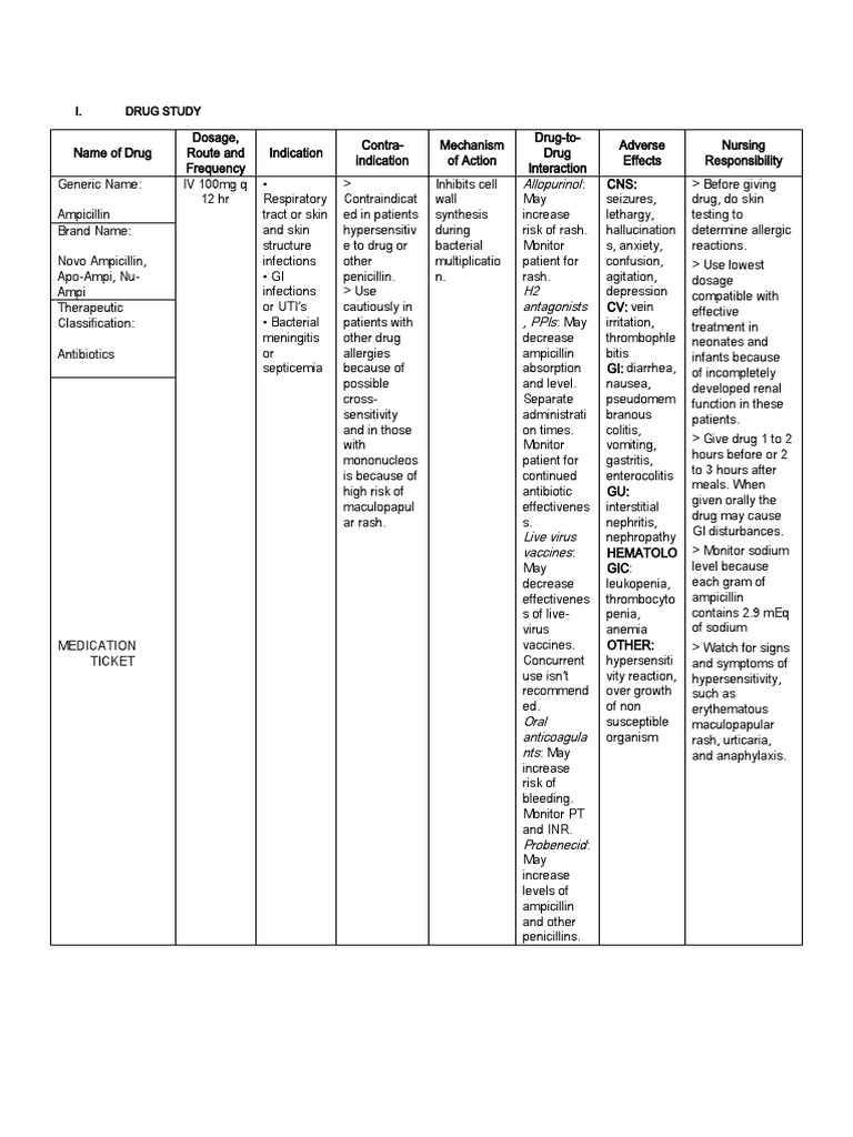 Dosage and effects of ampicillin | PDF | Drugs | Immunology