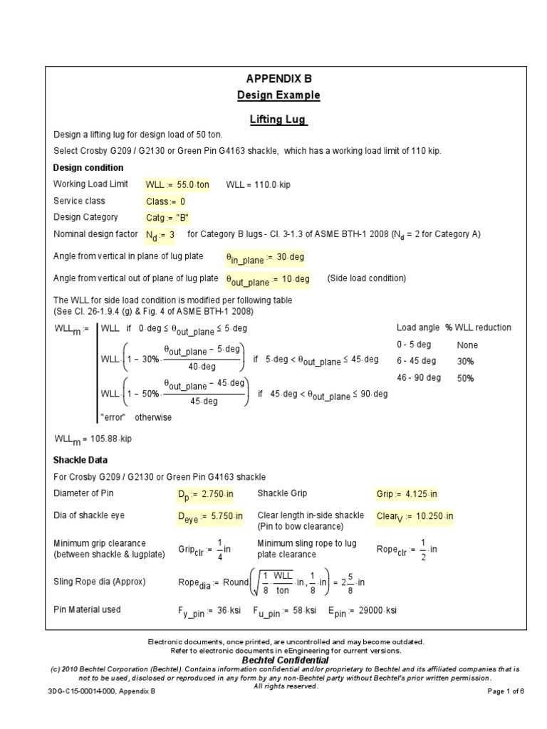 Appendix B Design Example Lifting Lug | Download Free PDF | Mechanical ...