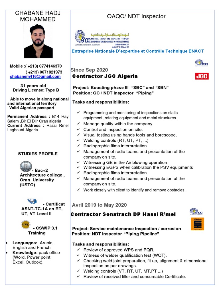 CV NDT Qaqc | PDF | Nondestructive Testing | Business Process