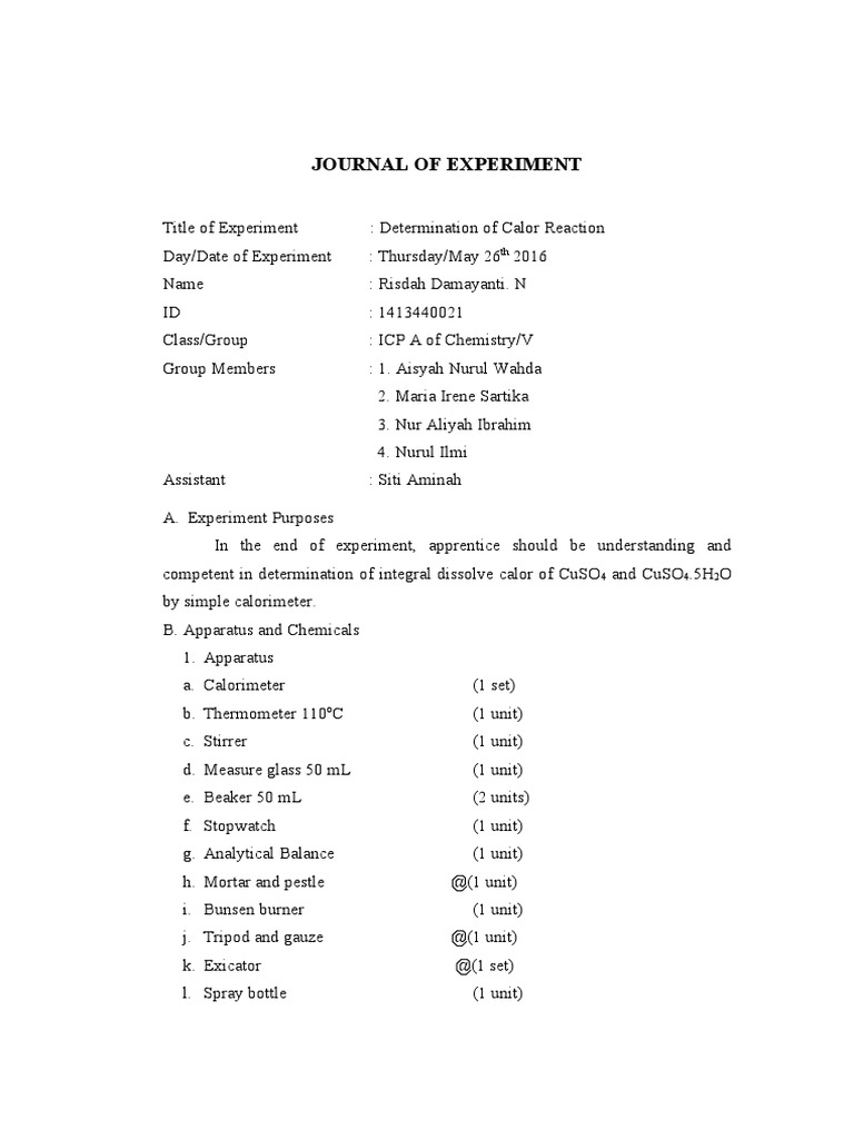 Journal of Experiment 1 | Descargar gratis PDF | Physical Chemistry ...