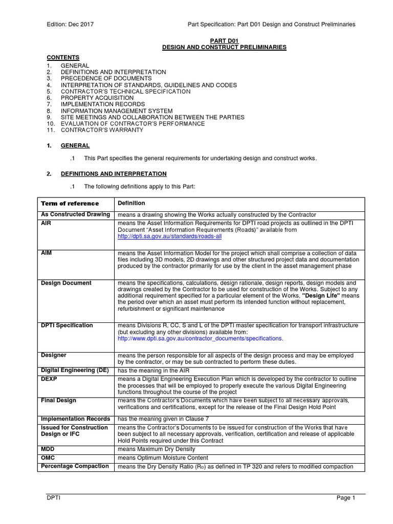 Part D01 Design and Construct Preliminaries (2018) | PDF ...