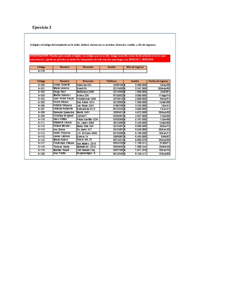 Ejercicio 2 Excel | PDF