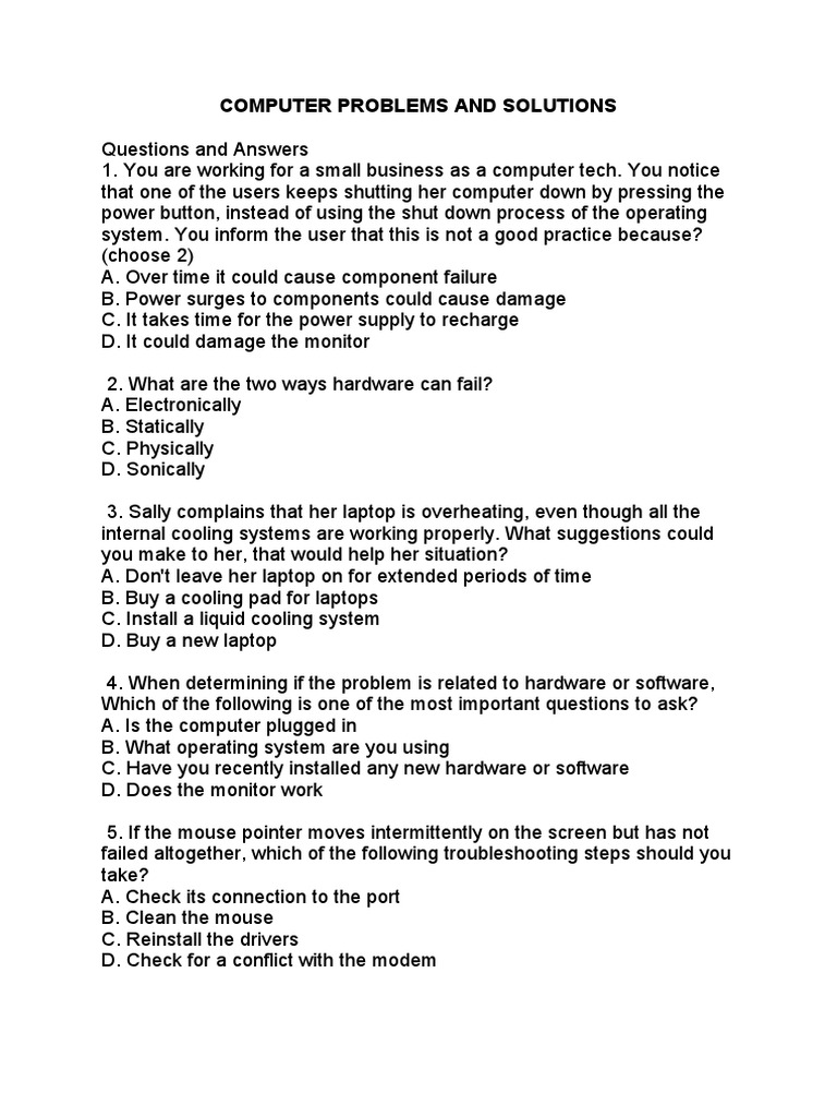 Computer Problems and Solutions | PDF | Bios | Operating System