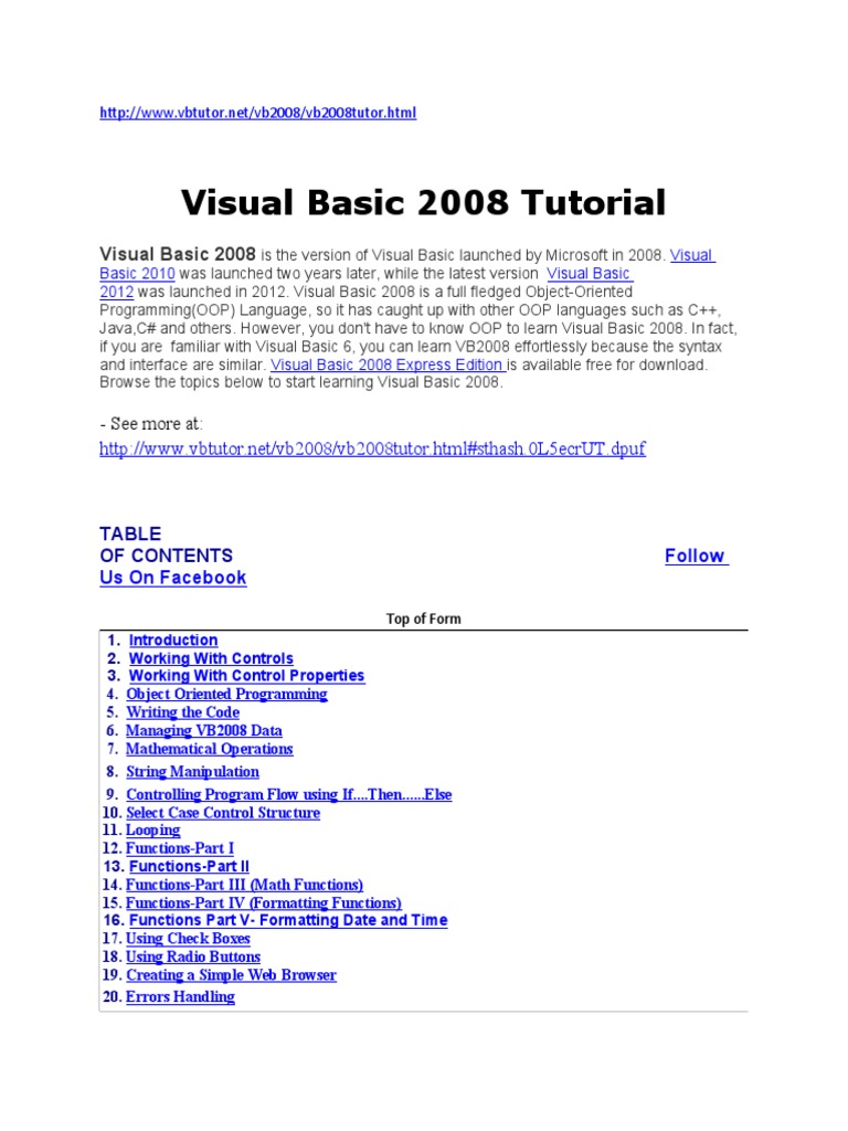 Tutorial | Download Free PDF | Object Oriented Programming | Digital ...