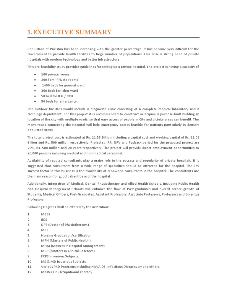Executive Summary | PDF | Hospital | Health Care