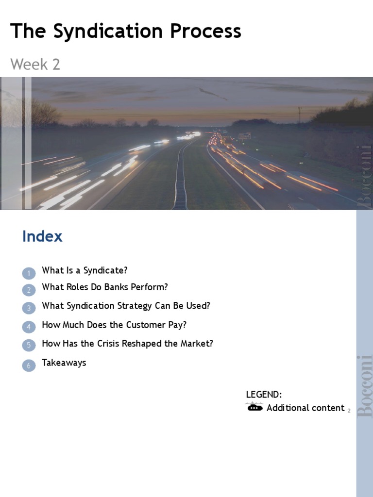 The Syndication Process: Week 2 | PDF | Syndicated Loan | Quantitative ...