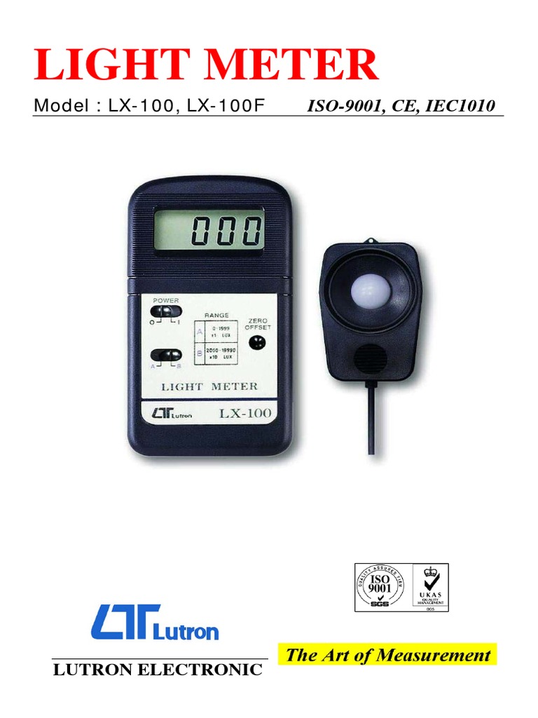 Light Meter: Model: LX-100, LX-100F | PDF | Equipment | Electromagnetism