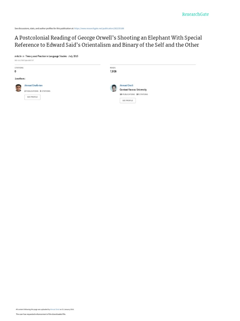 A Postcolonial Reading of George Orwells Shooting PDF | PDF ...