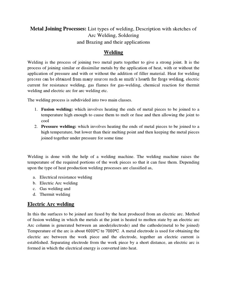 Metal Joining Processes: List Types of Welding, Description With ...