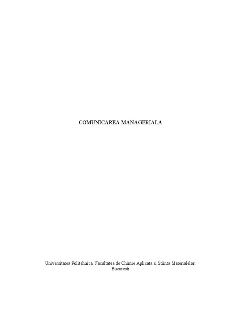 Comunicarea Manageriala | PDF