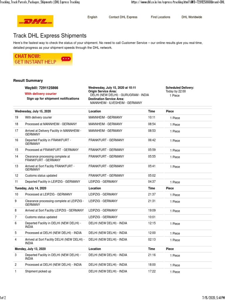 Track DHL Express Shipments: Result Summary | PDF | Courier | Freight ...