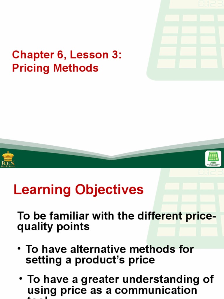 Chapter 6, Lesson 3: Pricing Methods | PDF | Pricing | Prices