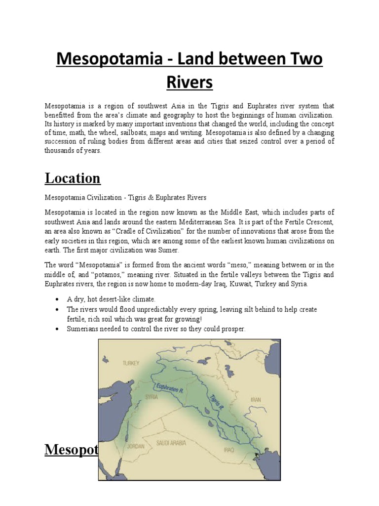 Mesopotamia - Land Between Two Rivers: Location | PDF | Mesopotamia ...