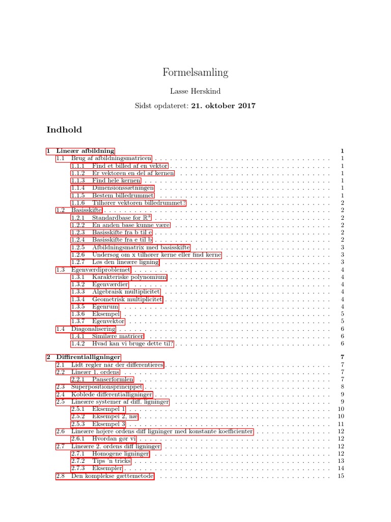 Formelsamling Matematik 1 01005 | PDF