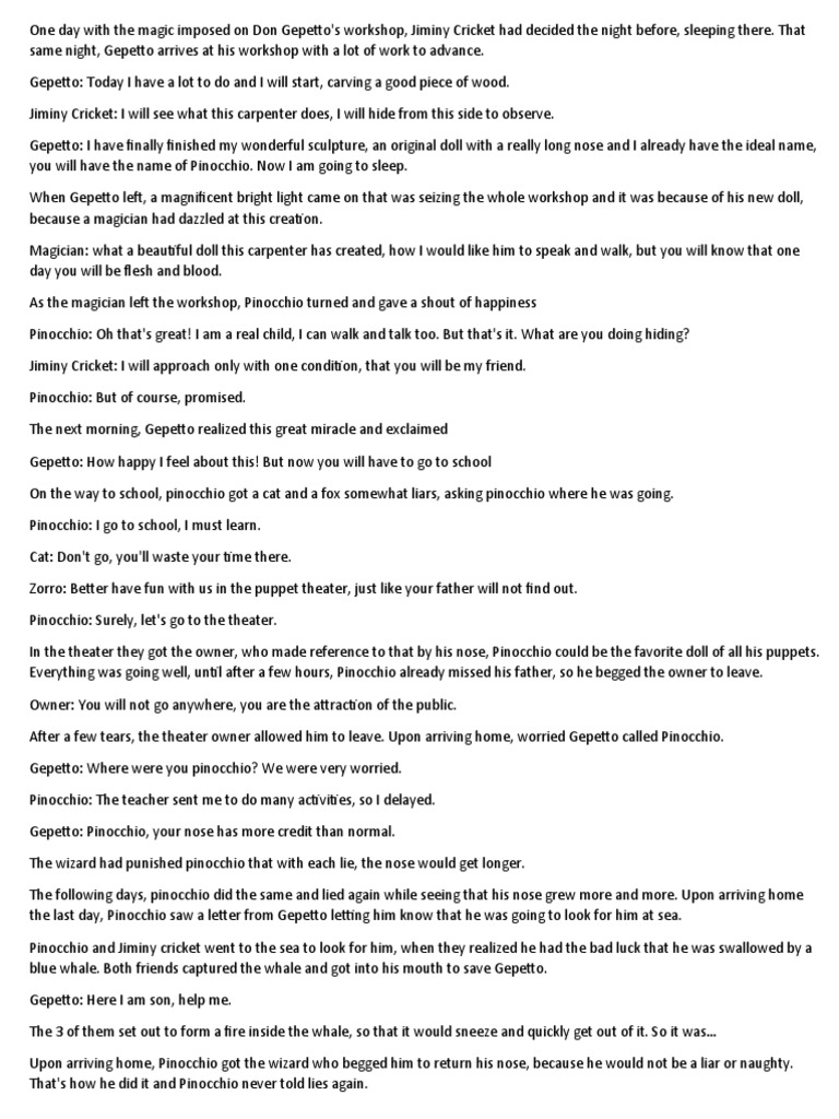Pinocho En Ingles Download Free Pdf Pinocchio