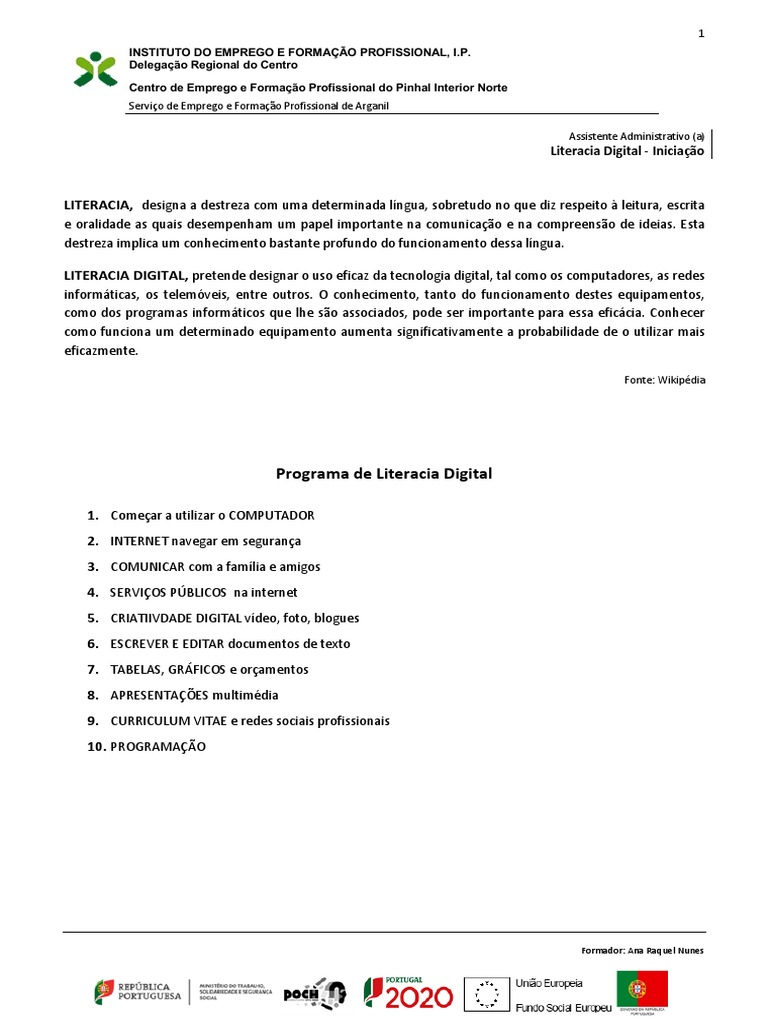 Iniciação à Literacia Digital | PDF
