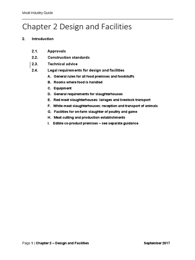 Chapter 2 Design and Facilities | PDF | Hygiene | Food Safety