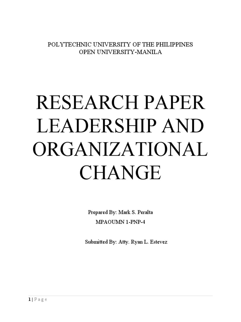 Research Paper Leadership and Organizational Change: Polytechnic ...