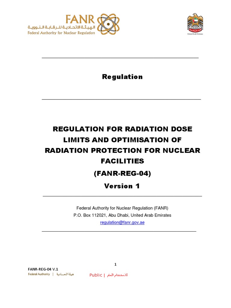 Regulation for Optimising Radiation Protection and Establishing Dose ...