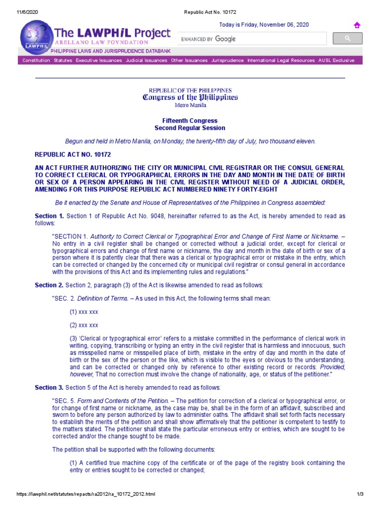 Republic Act No. 10172 | PDF | President Of The Philippines | World Politics