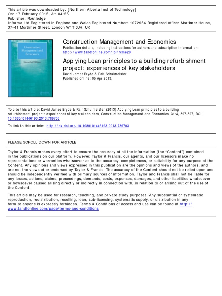 Lean Principles in Building Refurbishment | PDF | Justice | Crime ...
