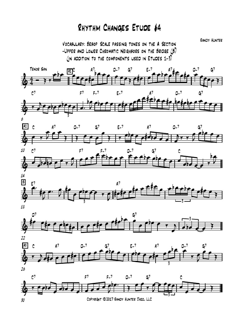 Rhythm Changes Etude 4 Tenor Pdf Pdf Popular Music Jazz