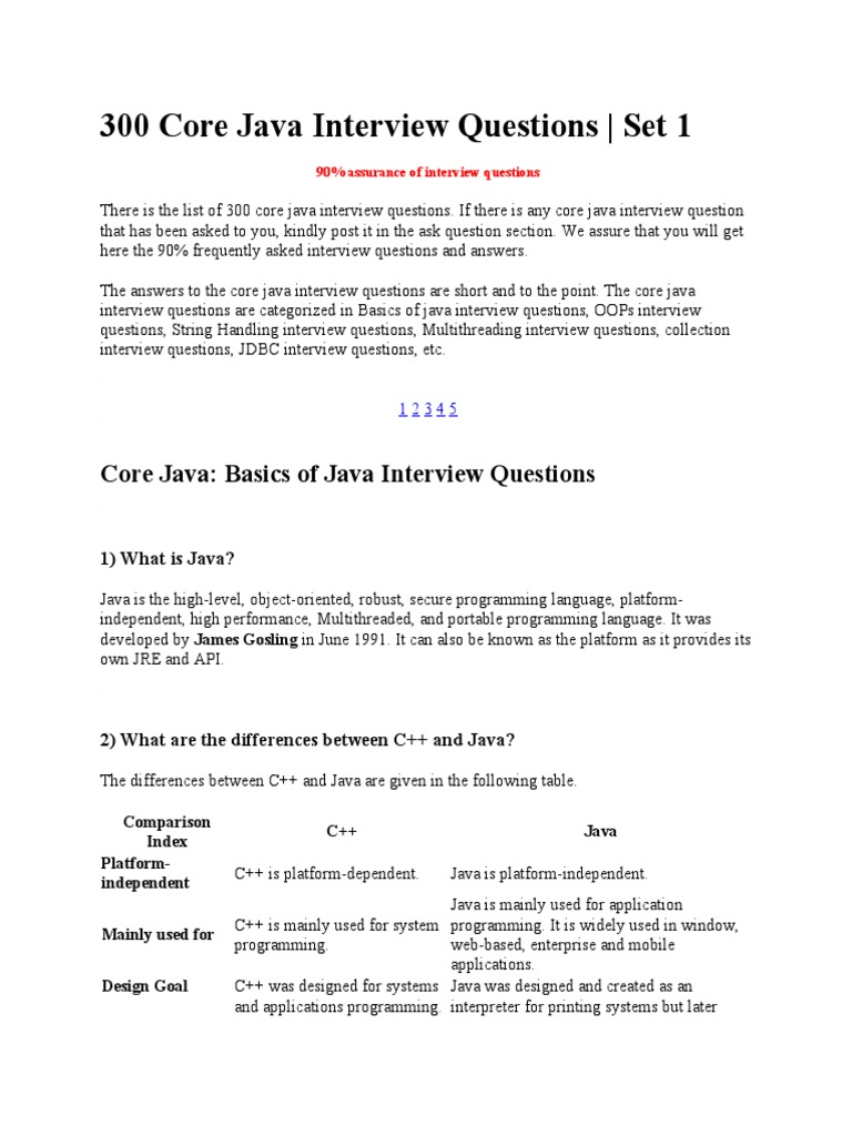 300 Core Java Interview Questions Part 1 Pdf Object Oriented Programming Java Virtual 