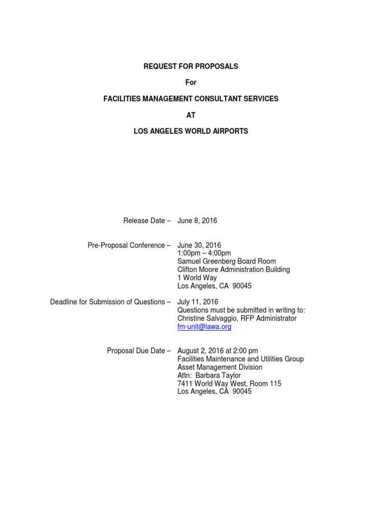 RFP Facilities Management Consultant Services v10 | Download Free PDF ...