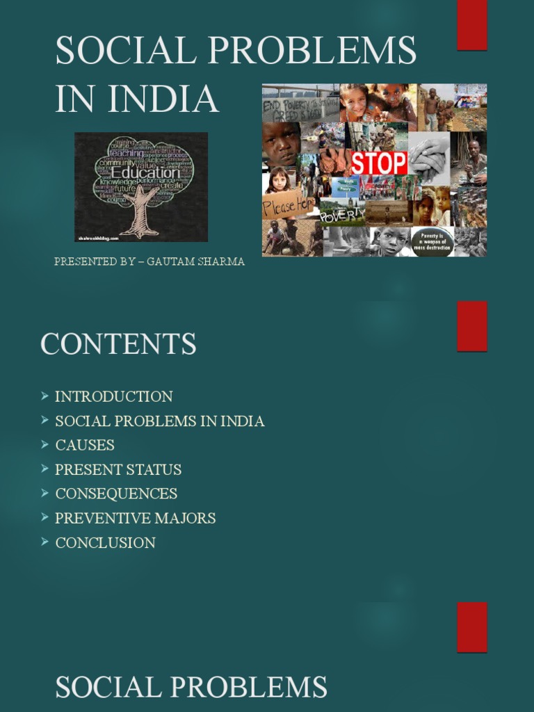 Social Problems in India: Presented by - Gautam Sharma | PDF | Poverty ...