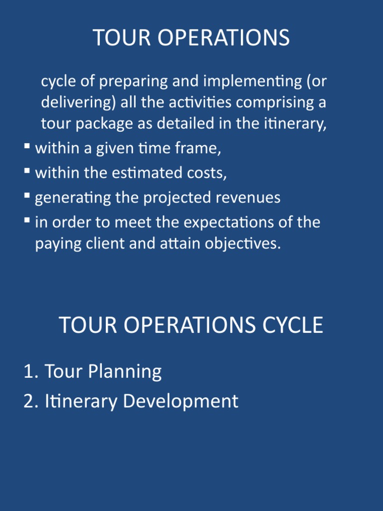 Tour Operations Cycle Guide | PDF | Fee | Pricing